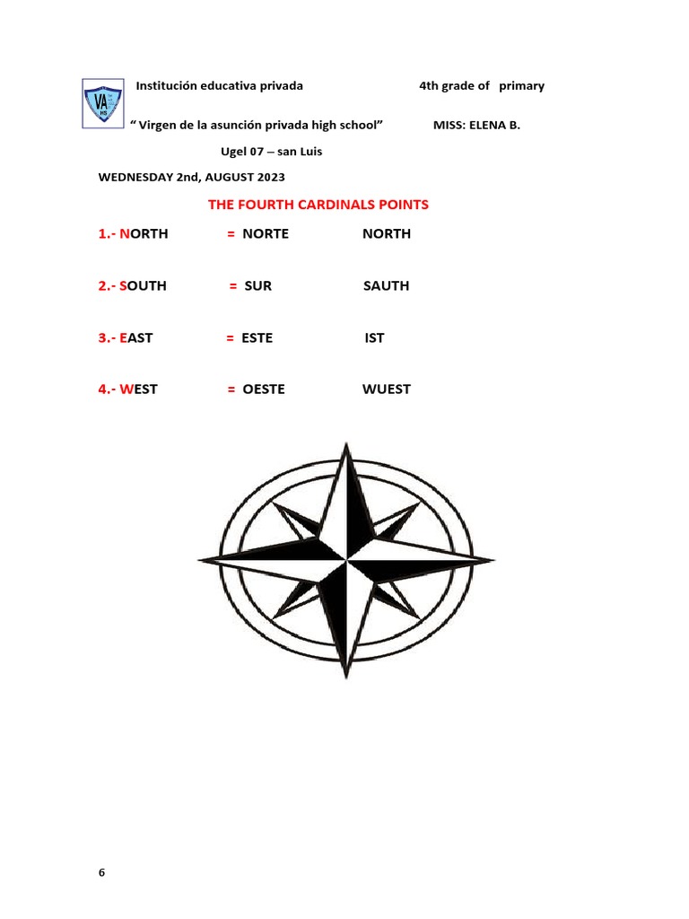 FOURTH CARDINALS POINTS FOURTH GRADE | PDF