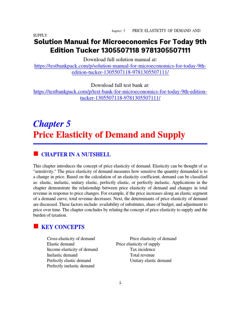 Microeconomics For Today 9th Edition Tucker Solutions Manual 1 | PDF | Elasticity (Economics ...