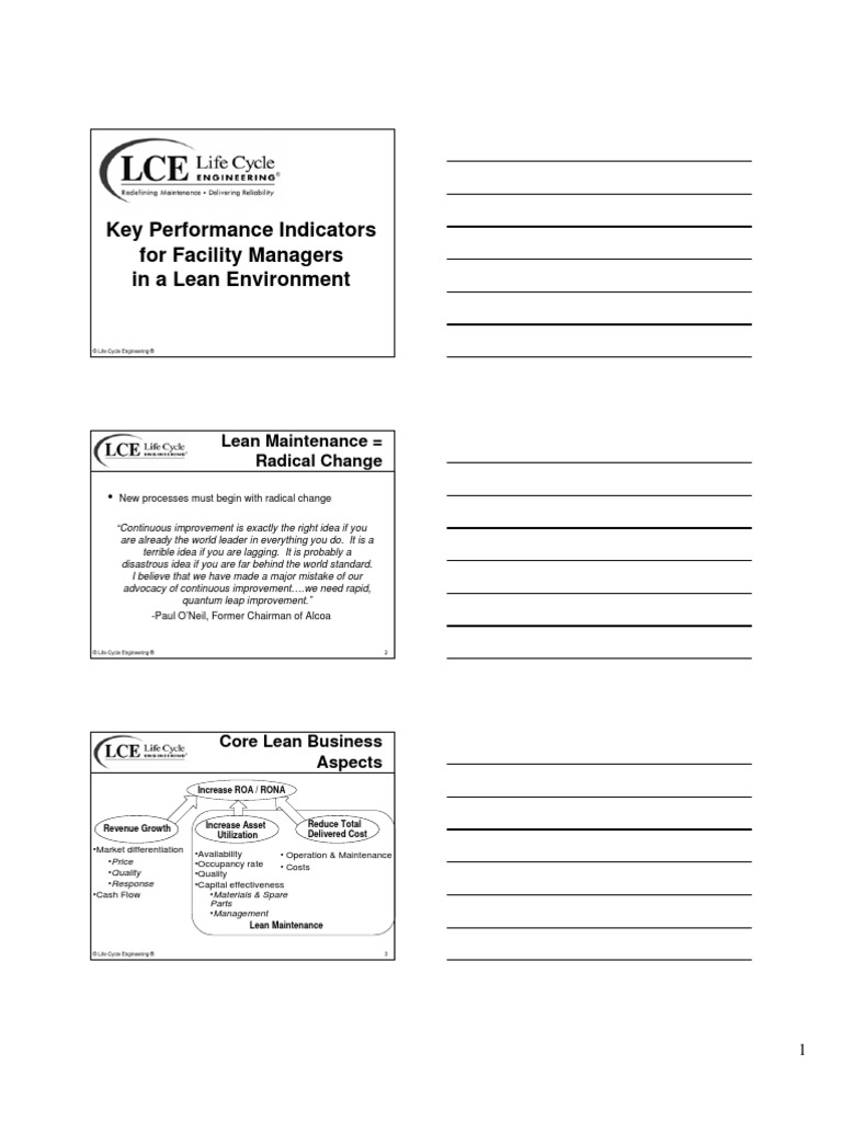 Key Performance Indicators For Maintenance | PDF