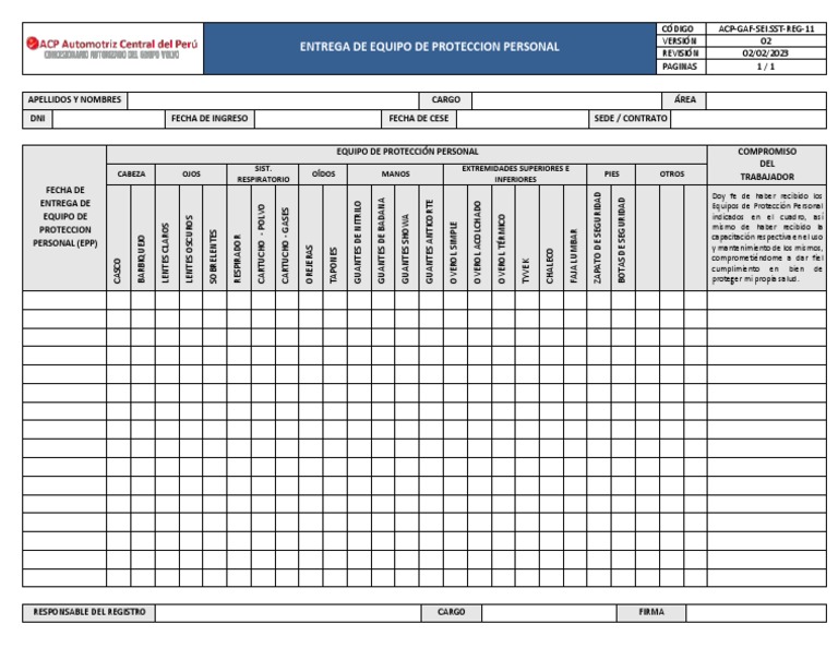 Formato de Entrega de Epp 2023 | PDF