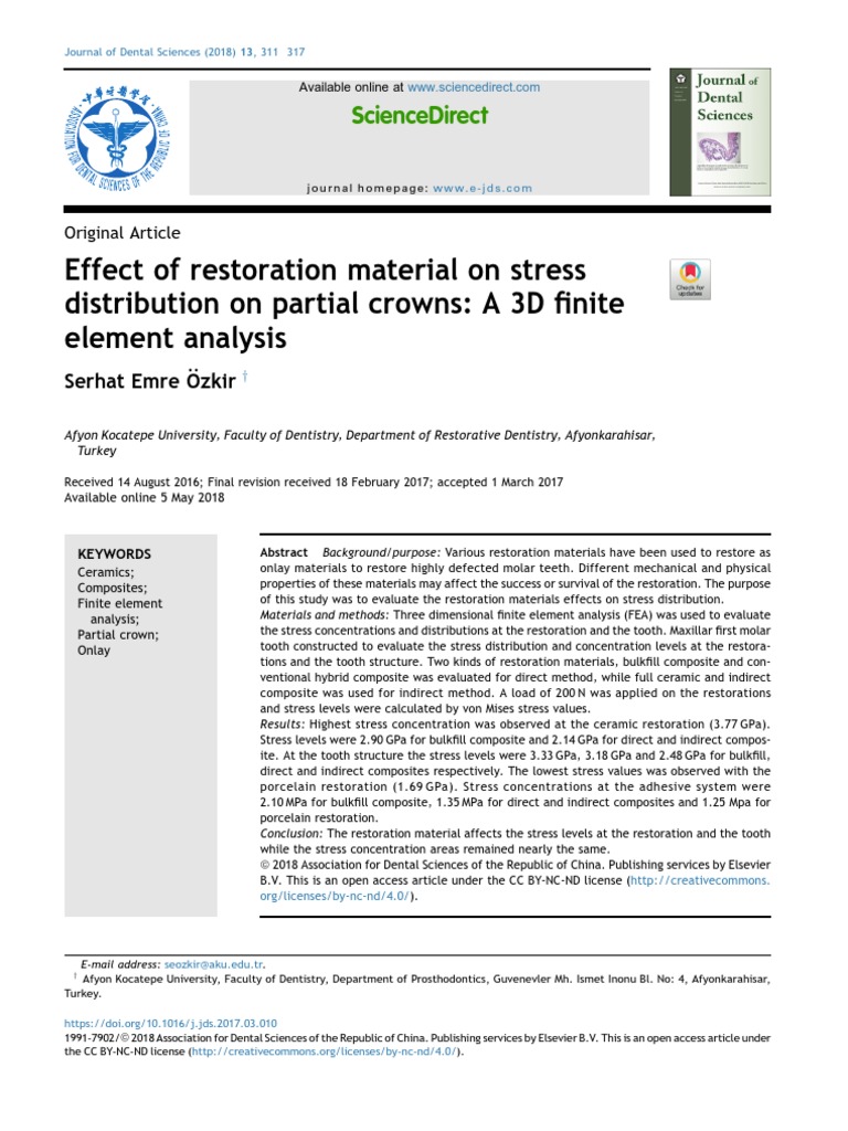 Effect of Restoration Material On Stress Distribut | PDF | Wellness ...