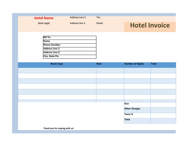 Hotel Bill Format in Excel | PDF