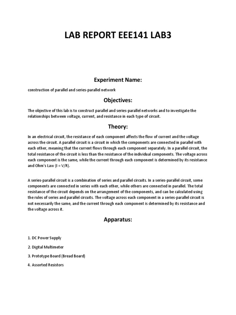 Lab Report Eee141 Lab3 | PDF