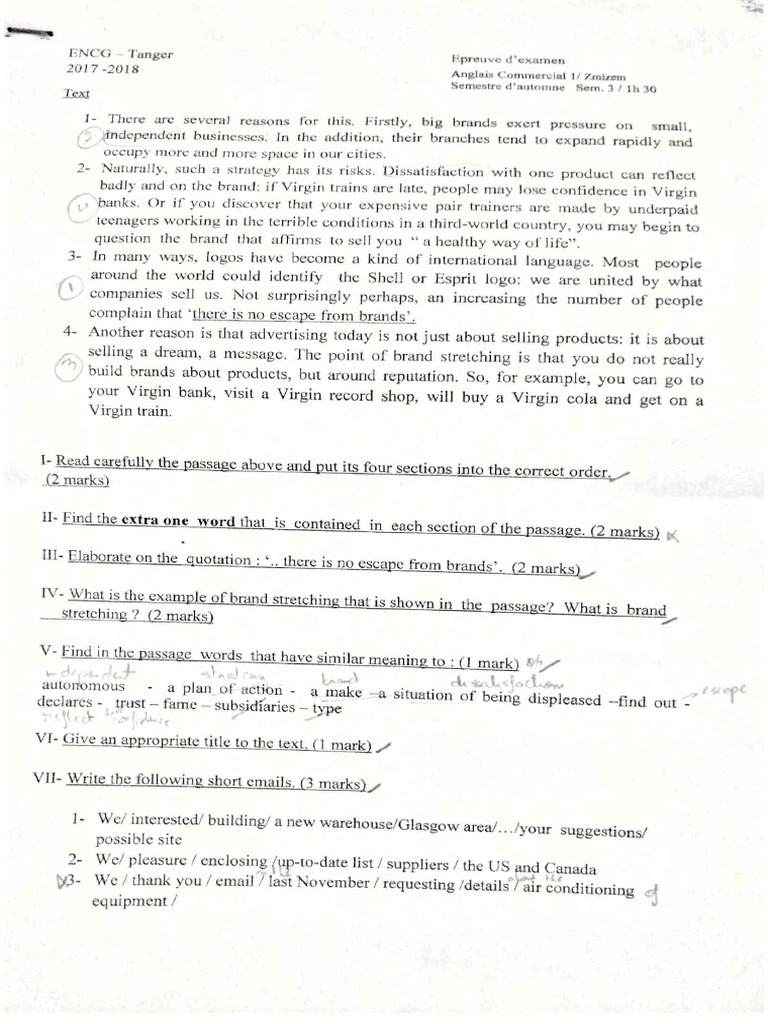 Exam 2017-2018 English | PDF
