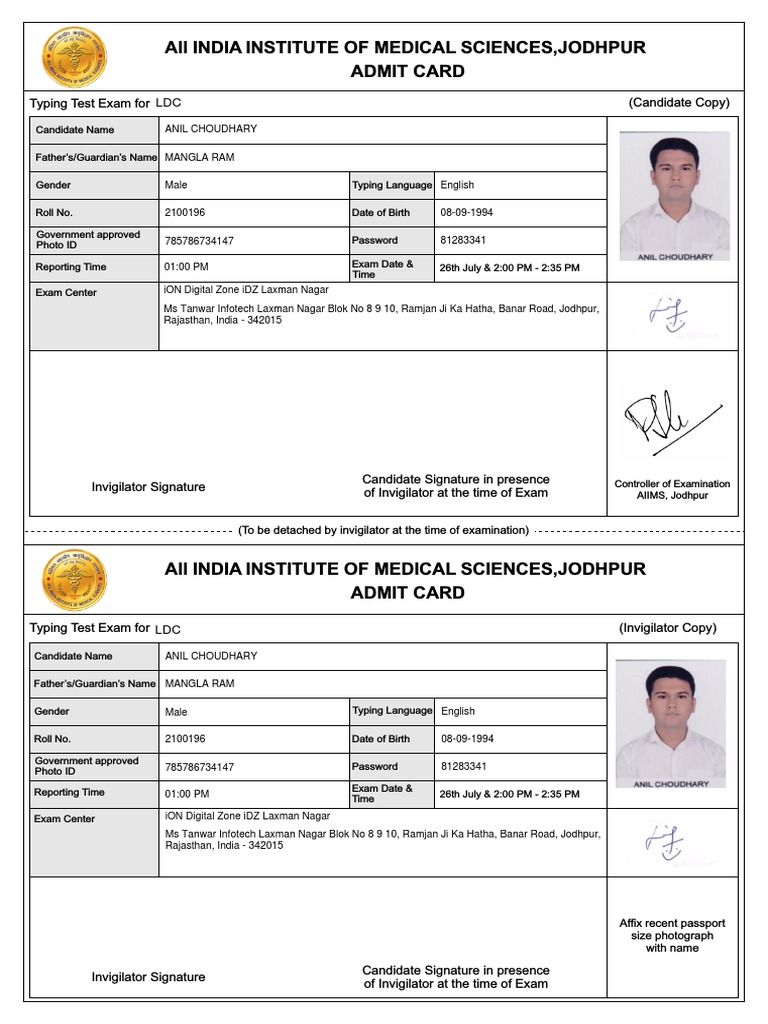 Candidate Hall Ticket | PDF