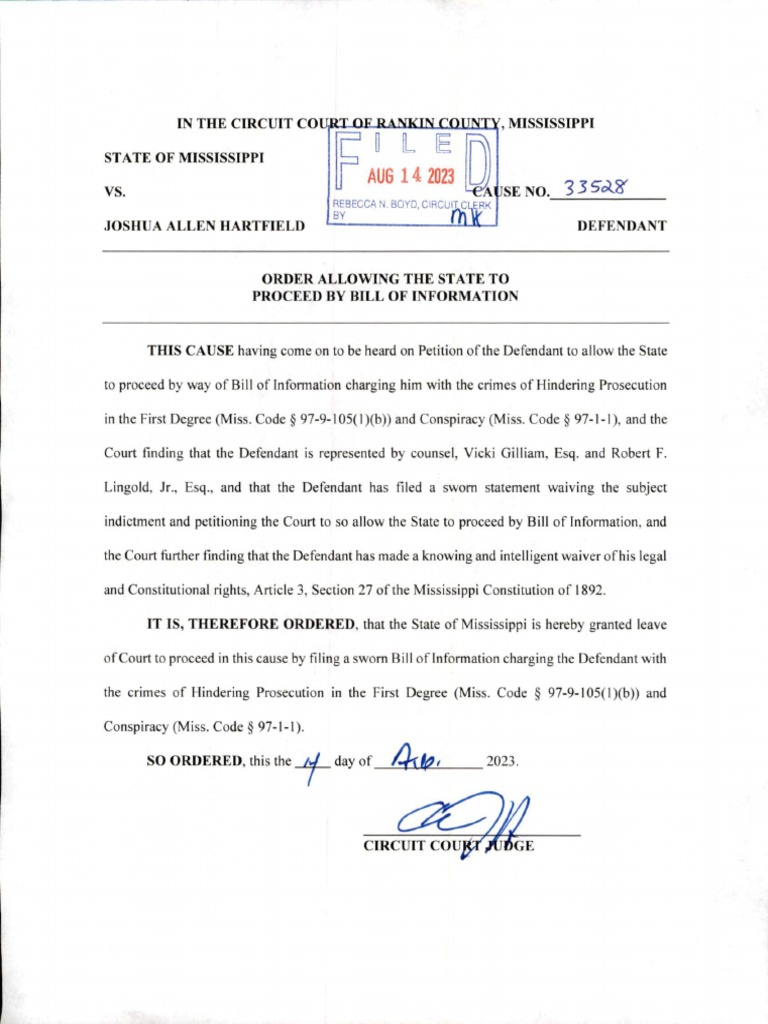 State Proceedings in Guilty Plea of Joshua Hartfield | PDF