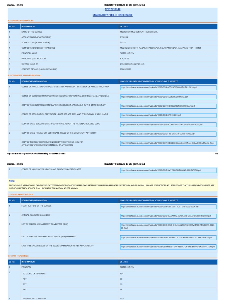 Mandatory Disclosure Details - SARAS 4.0 1 | PDF