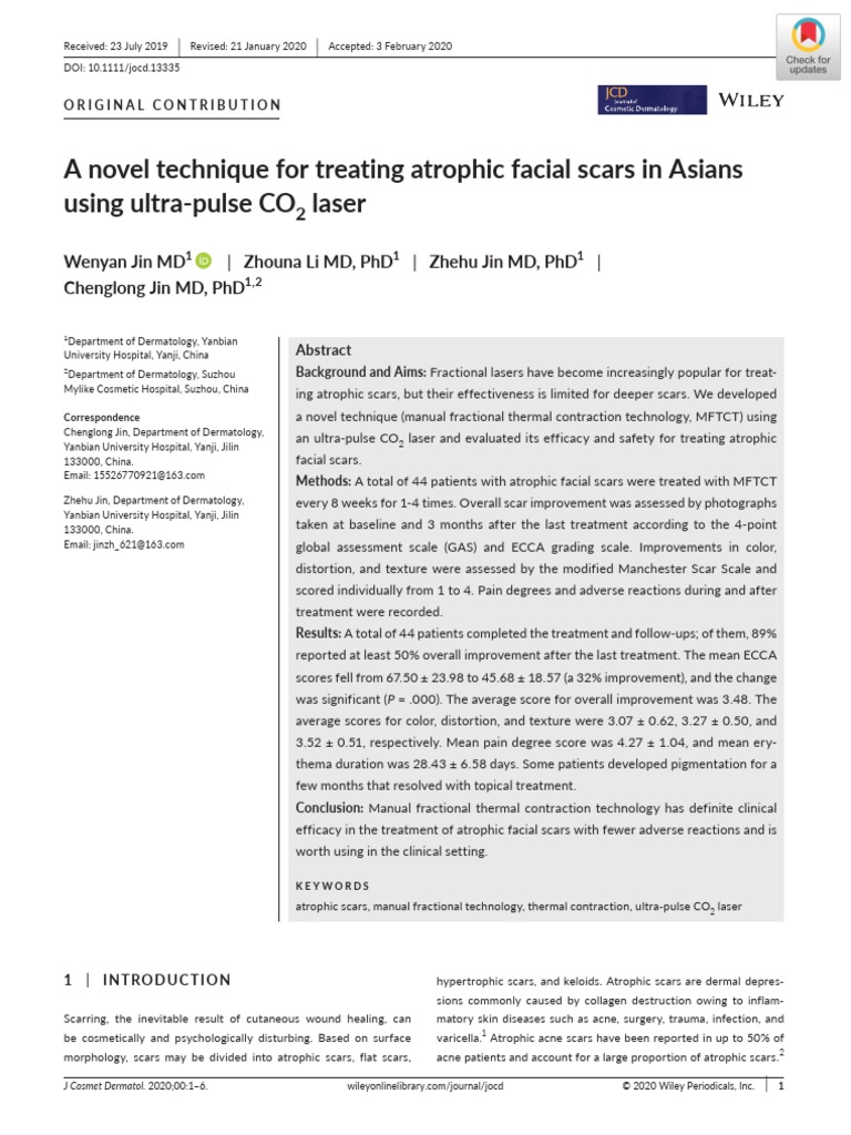 A Novel Technique For Treating Atrophic Facial Scars in Asians Using ...
