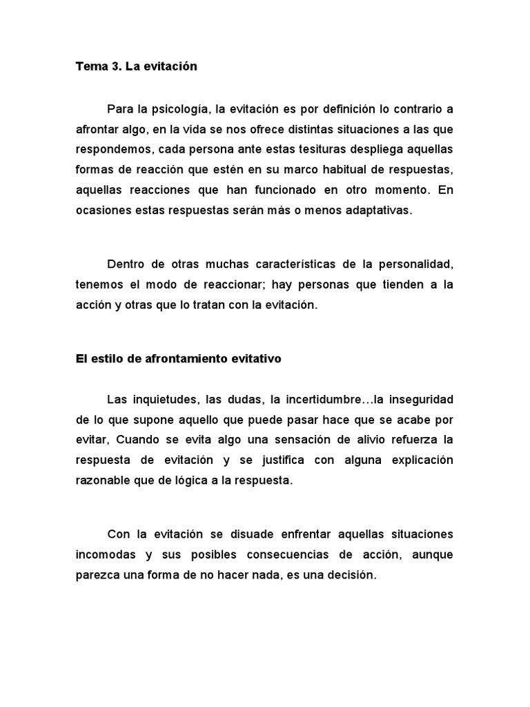 La Evitación | PDF