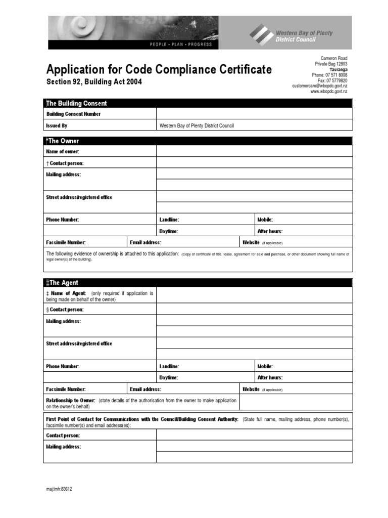 Documents Services Building Code Compliance Certificate Application ...