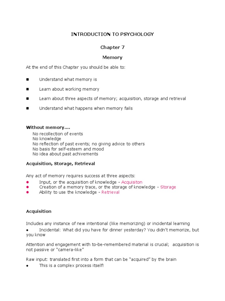 CH 7 | PDF | Memory | Recall (Memory)