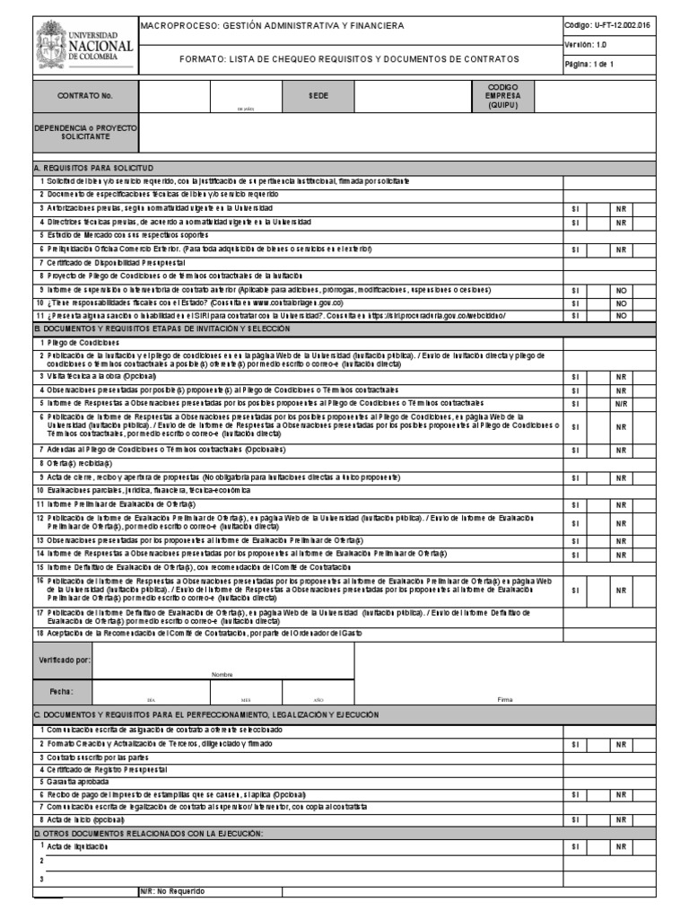 Check List de Contratacion | PDF