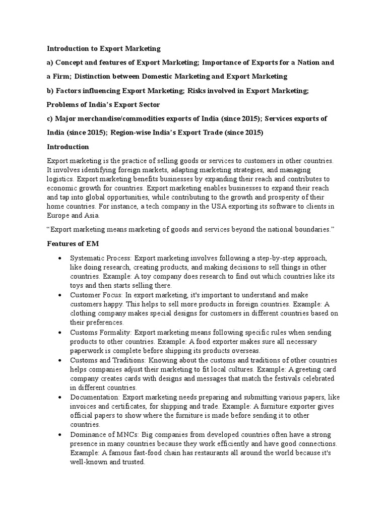 Introduction To Export Marketing | PDF | World Trade Organization | Tariff