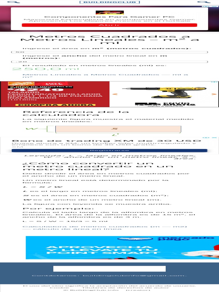 Metros Cuadrados A Metros Lineales - m2 A ML | PDF