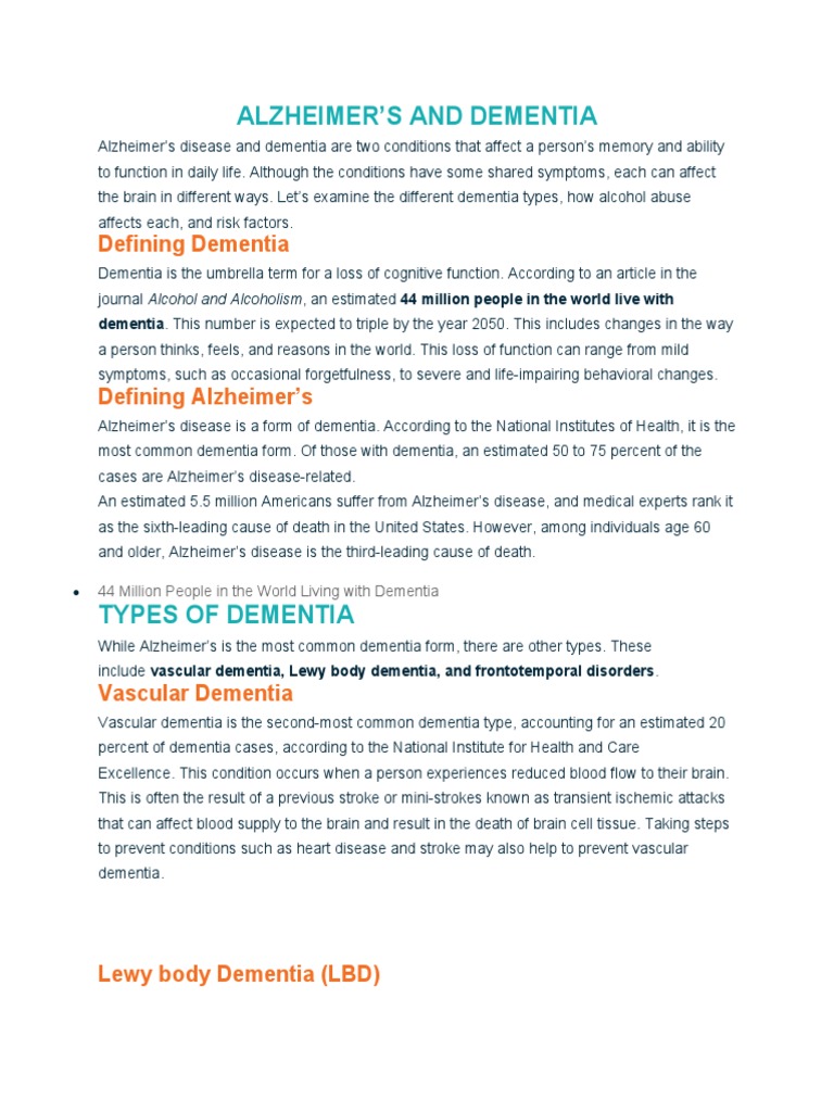 Dementia & Alzhiemers | PDF | Dementia | Alzheimer's Disease