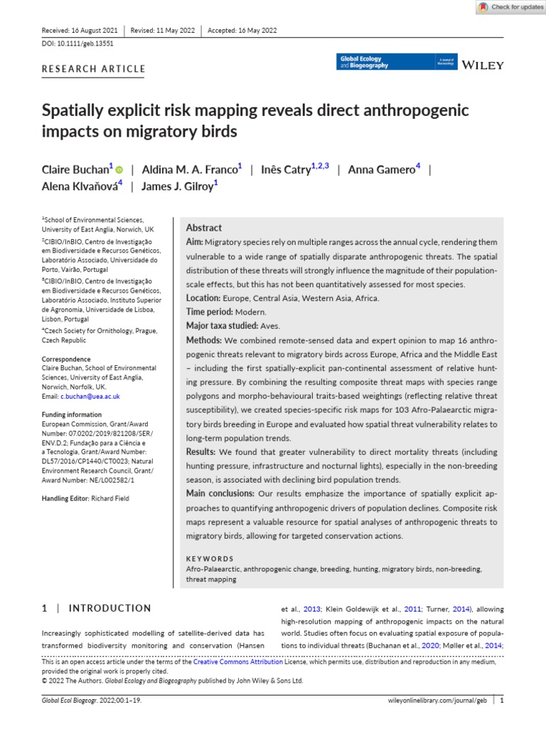 Global Ecology and Biogeography - 2022 - Buchan - Spatially Explicit ...