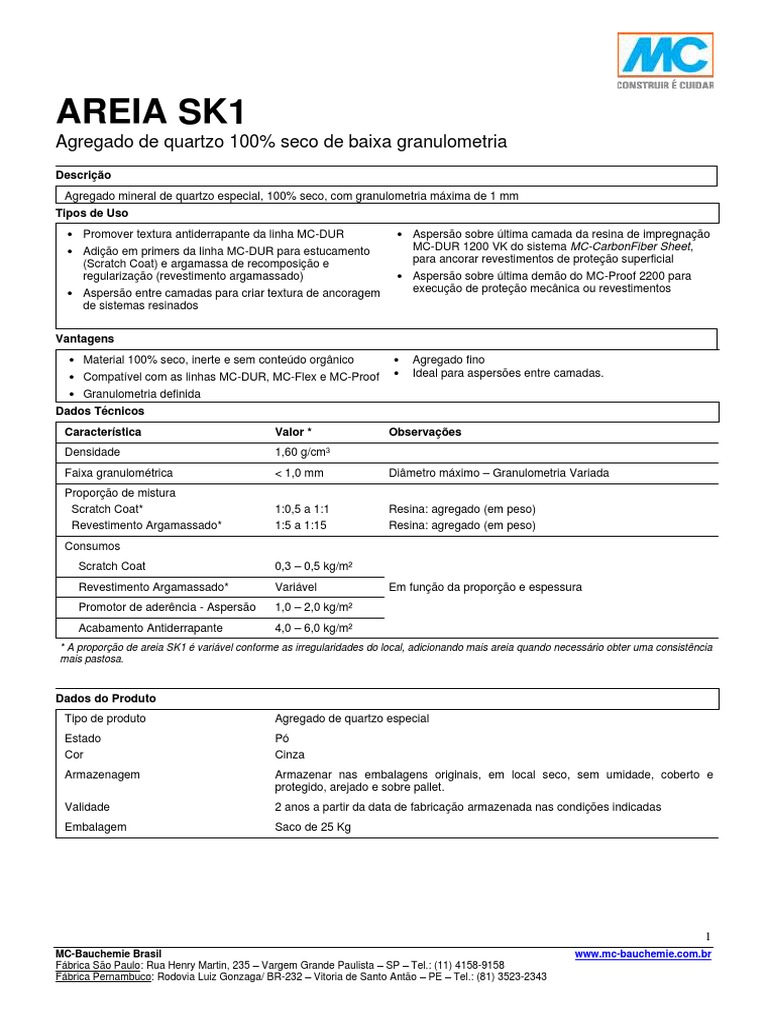 Areia SK1 | PDF | Tecnologia e Engenharia