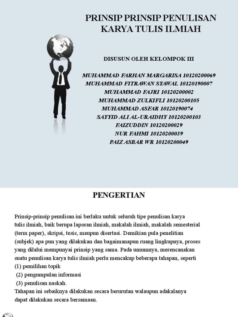 Prinsip Prinsip Penulisan Karya Tulis Ilmiah KLP 3 | PDF