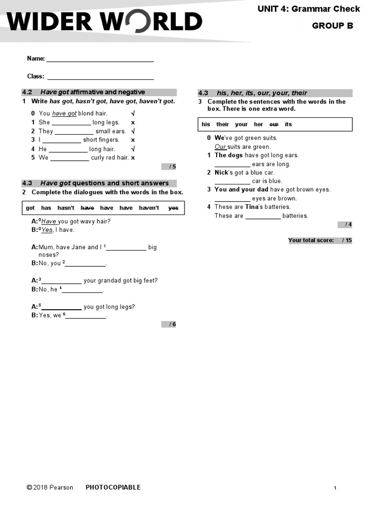 Grammar Check: Have Got Exercises | PDF | Language Arts & Discipline ...