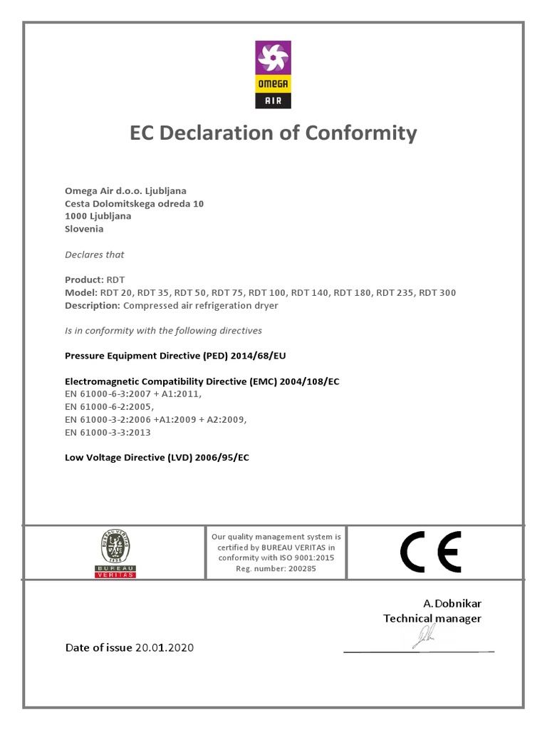 Omega_Air_Declaration_of_Conformity_RDT 20-300 (1) | PDF