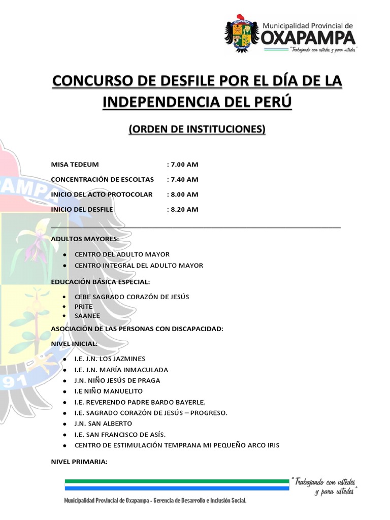 Distribucion Desfile | PDF