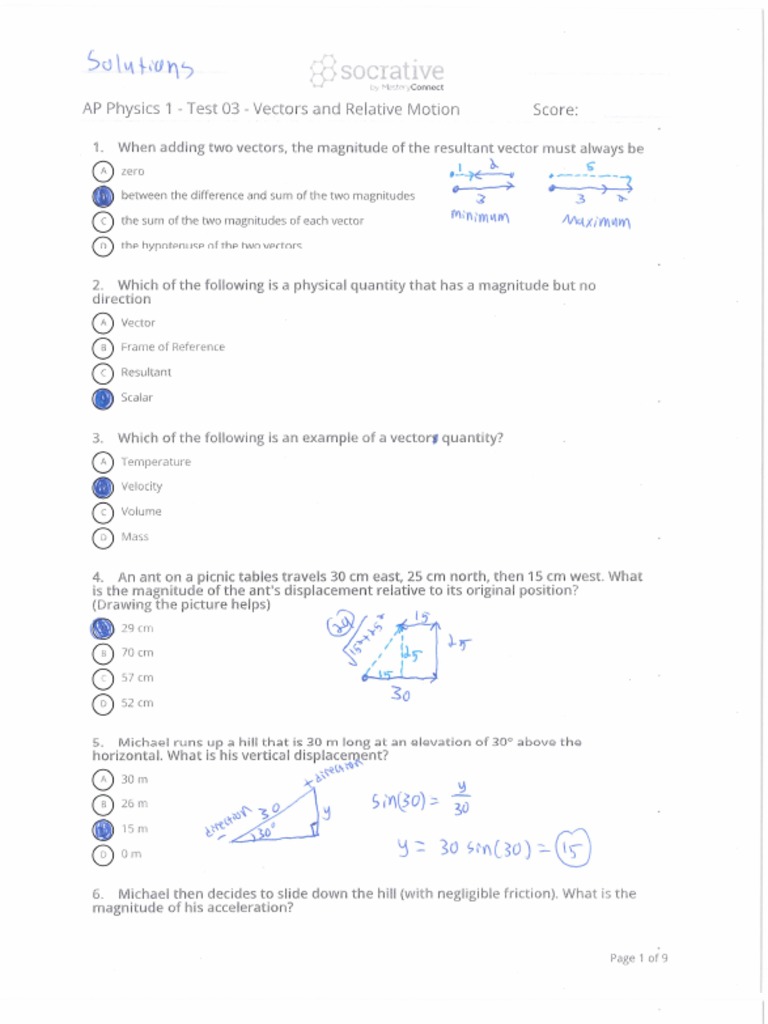 Vectors Test 1-5 | PDF