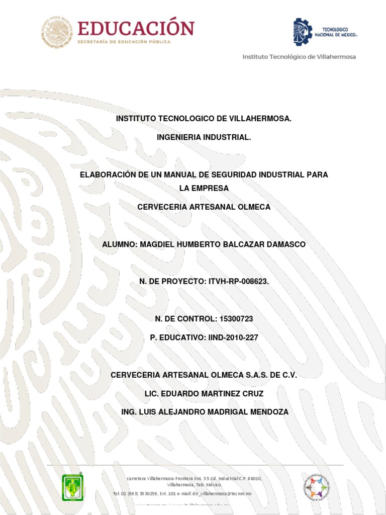 Elaboracio de Un Manual de Seguridad Industrial para La Empresa | PDF | Administración de ...