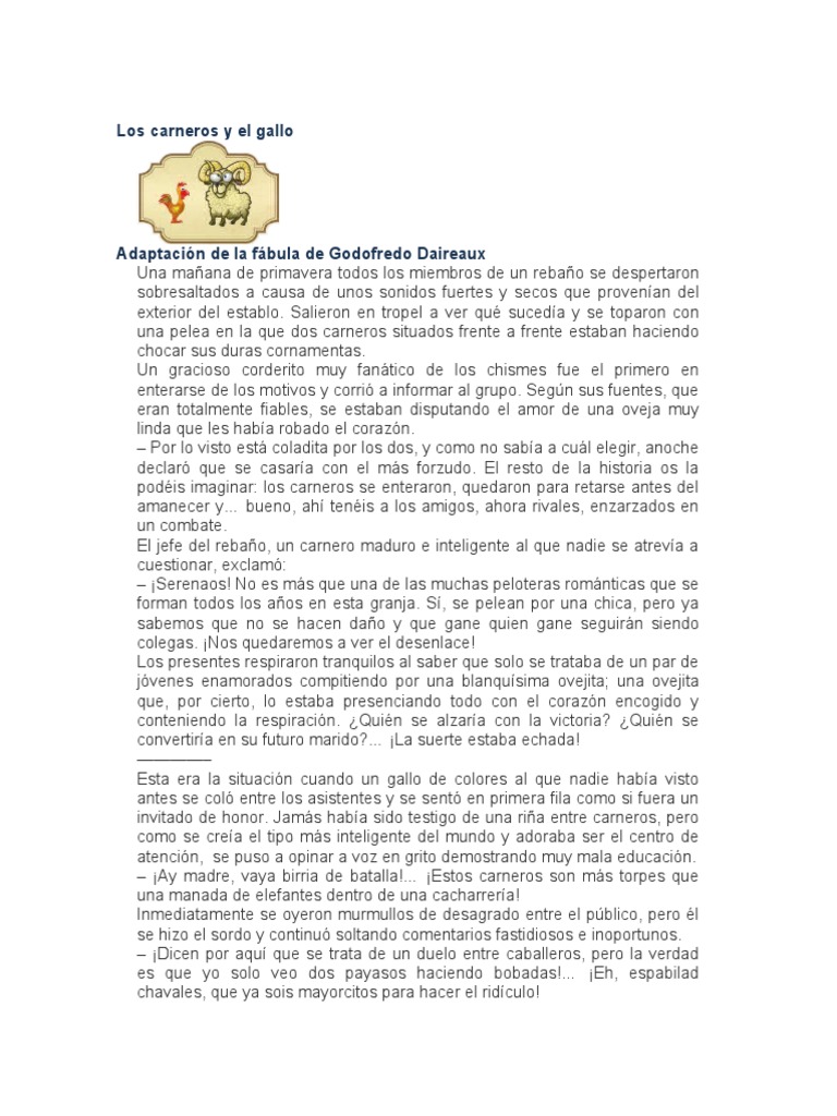 3 Cuentos Infantiles Pdf Pollo Oveja