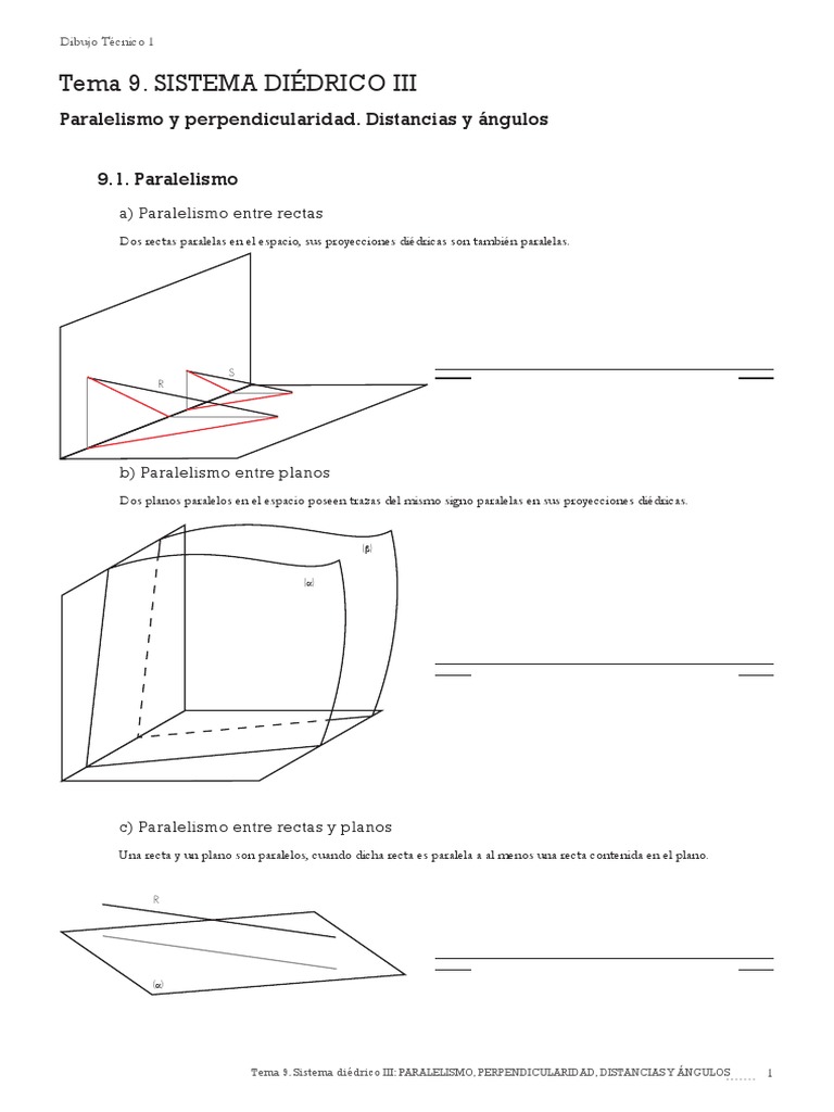 Tema 09 SISTEMA DIEDRICO III Paralelismo Perpendicularidad Distancias 2 | PDF