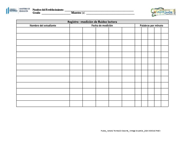 Registro Fluidez Lectora | PDF