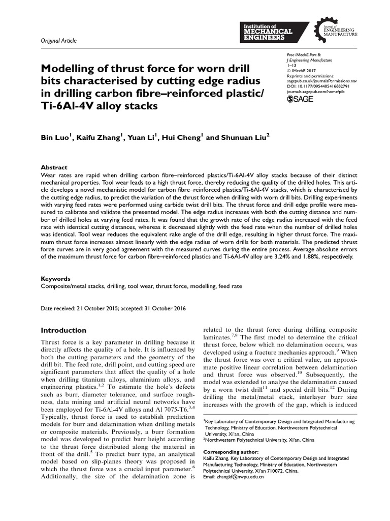 Modelling Of Thrust Force For Worn Drill Download Free Pdf Drilling Machining