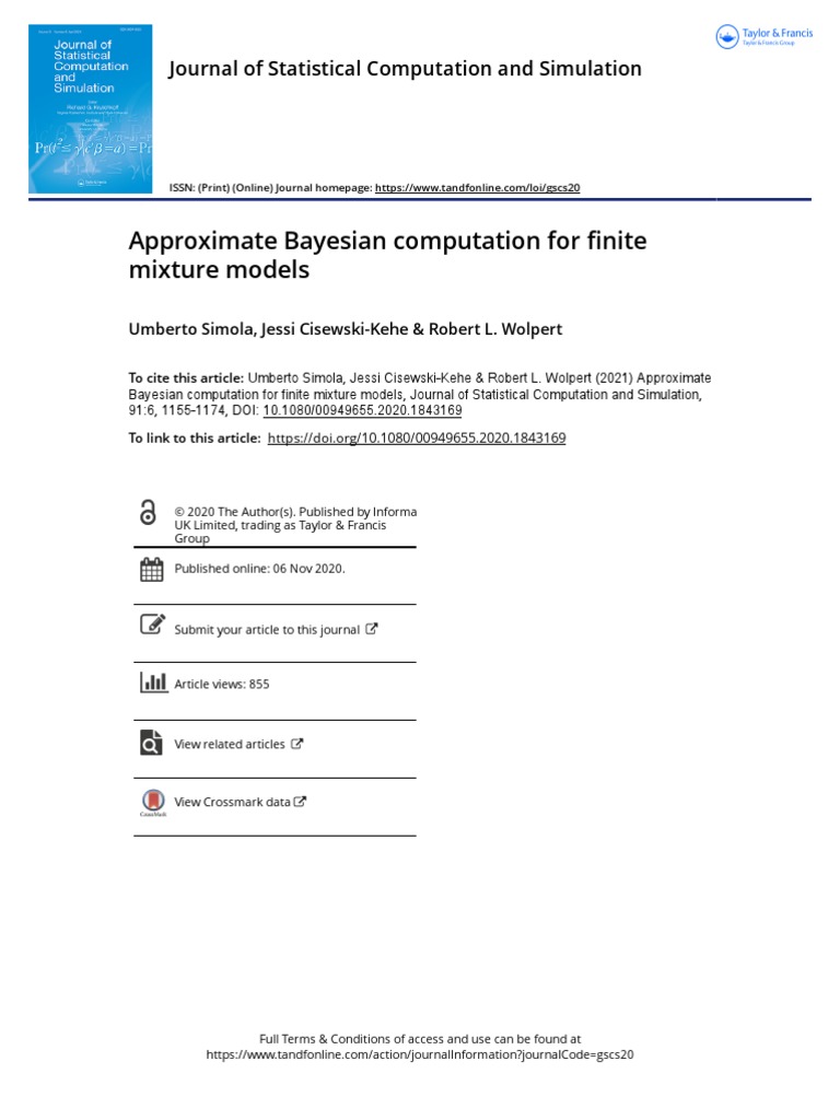Approximate Bayesian Computation For Finite Mixture Models Pdf Normal Distribution