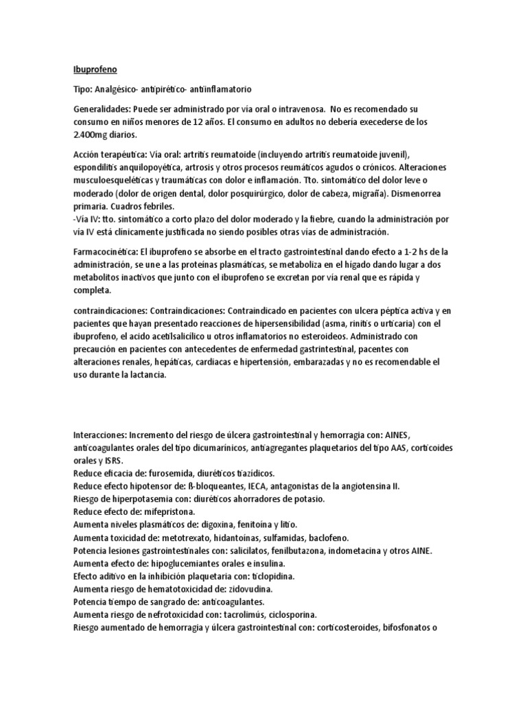 Ibuprofeno | PDF | Droga anti-inflamatoria libre de esteroides | Drogas