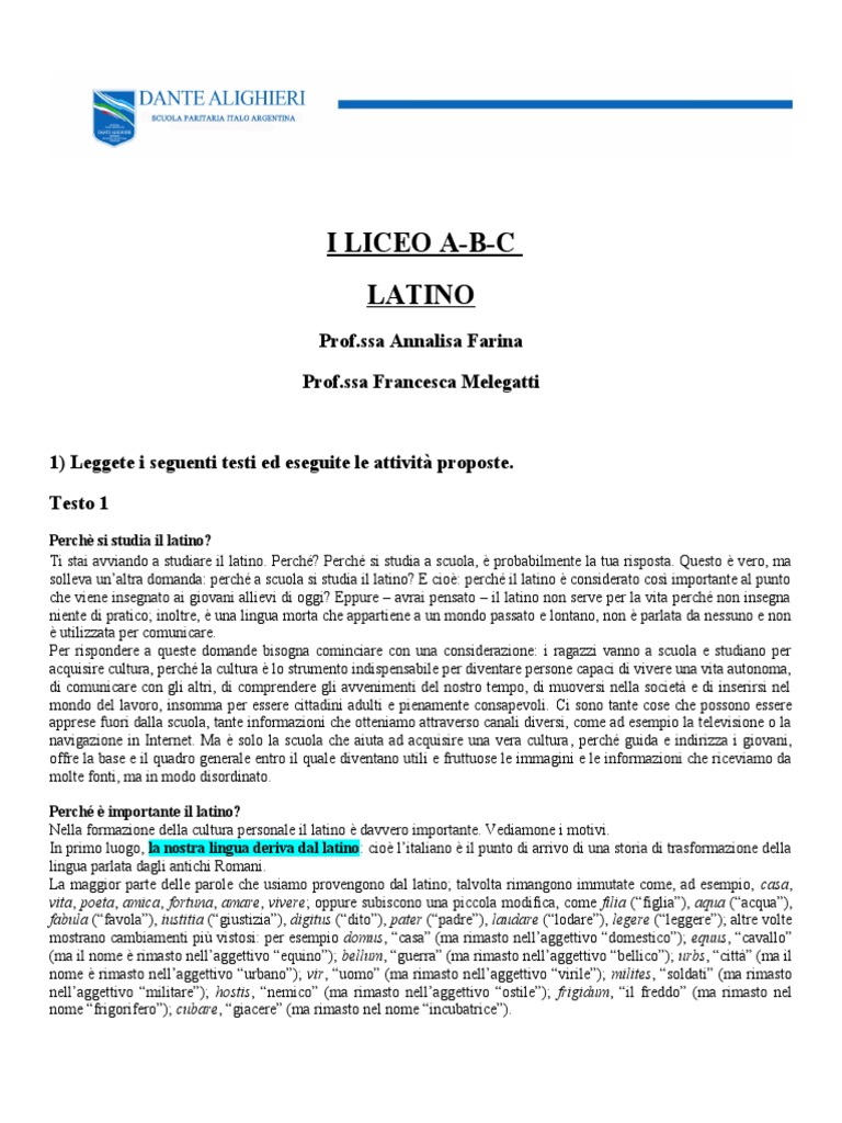 LATINO PRIMA LICEO Casi | PDF