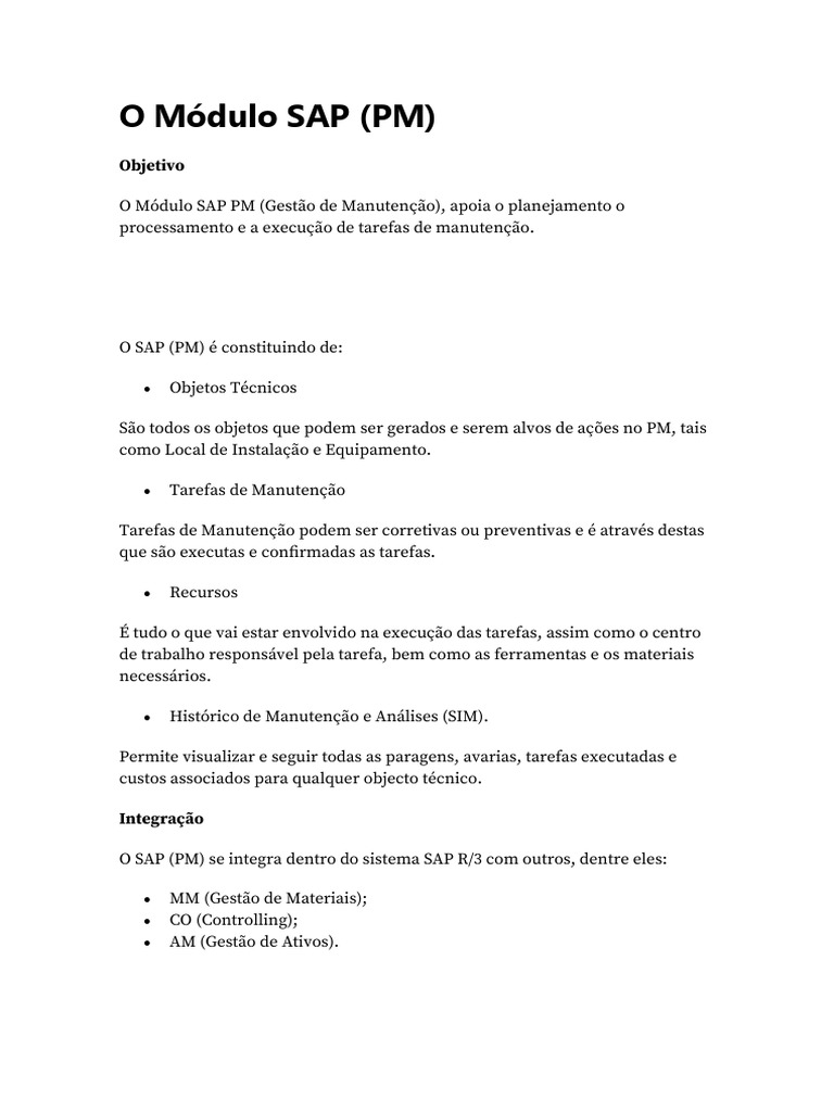 O Módulo SAP PM | PDF