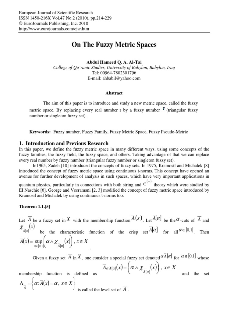 On The Fuzzy Metric Spaces | PDF