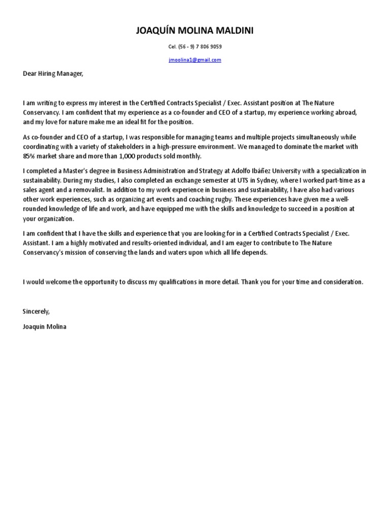 Cover Letter TNC | PDF | Business | Self-Improvement