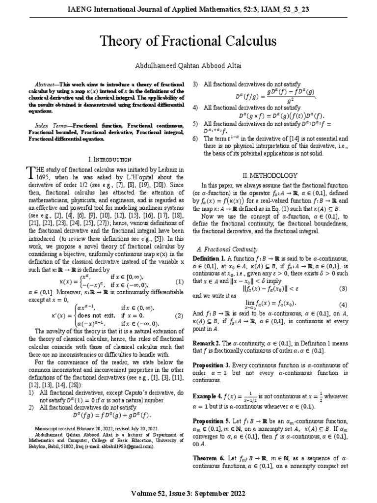 Theory of Fractional Calculus | PDF