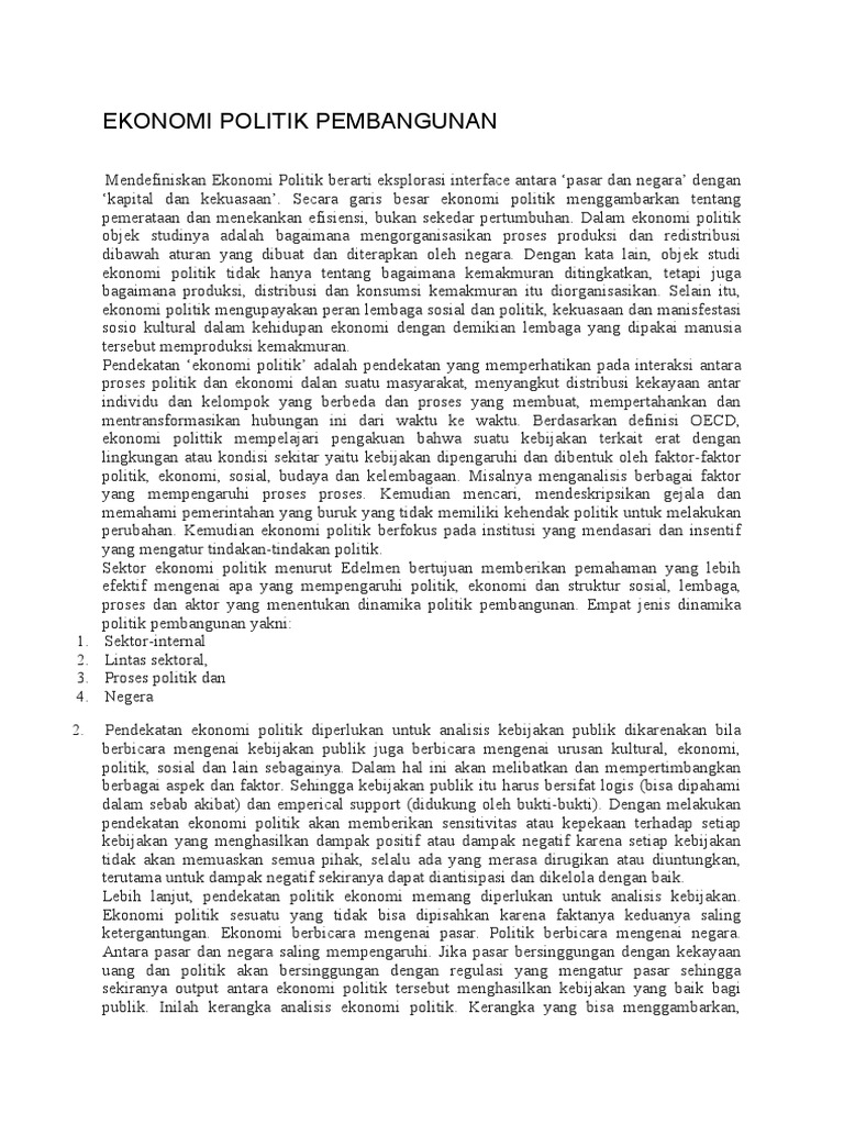 Materi Ekonomi Politik - Perumperindo.co.id