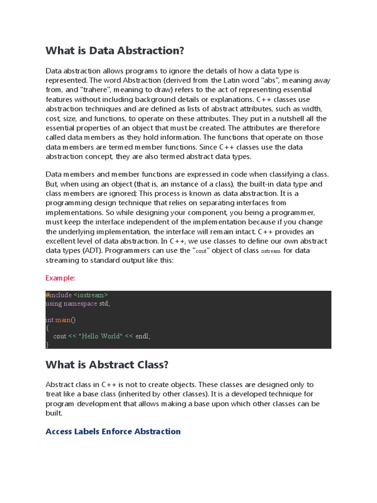 Data Abstraction | PDF | Class (Computer Programming) | C++