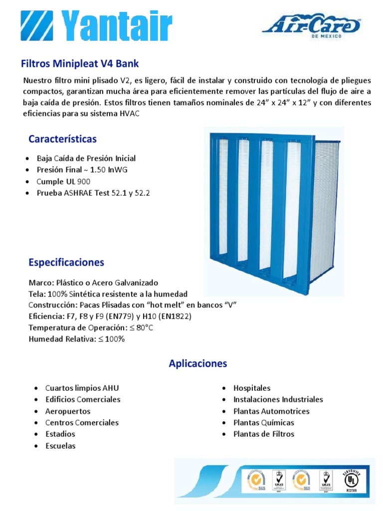 Filtro MiniPleat MZ4V - ESP | PDF