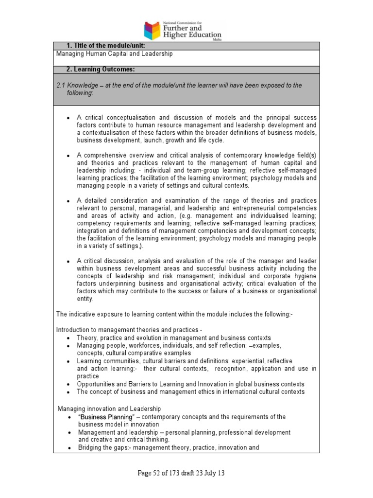 MHCL Module Descriptor | PDF | Leadership | Learning MHCL Module Descriptor | PDF | Leadership | Learning