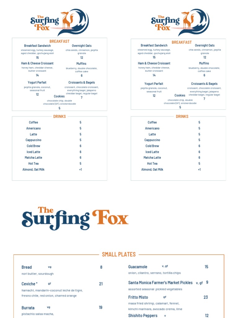 Surfing Fox Menu | PDF