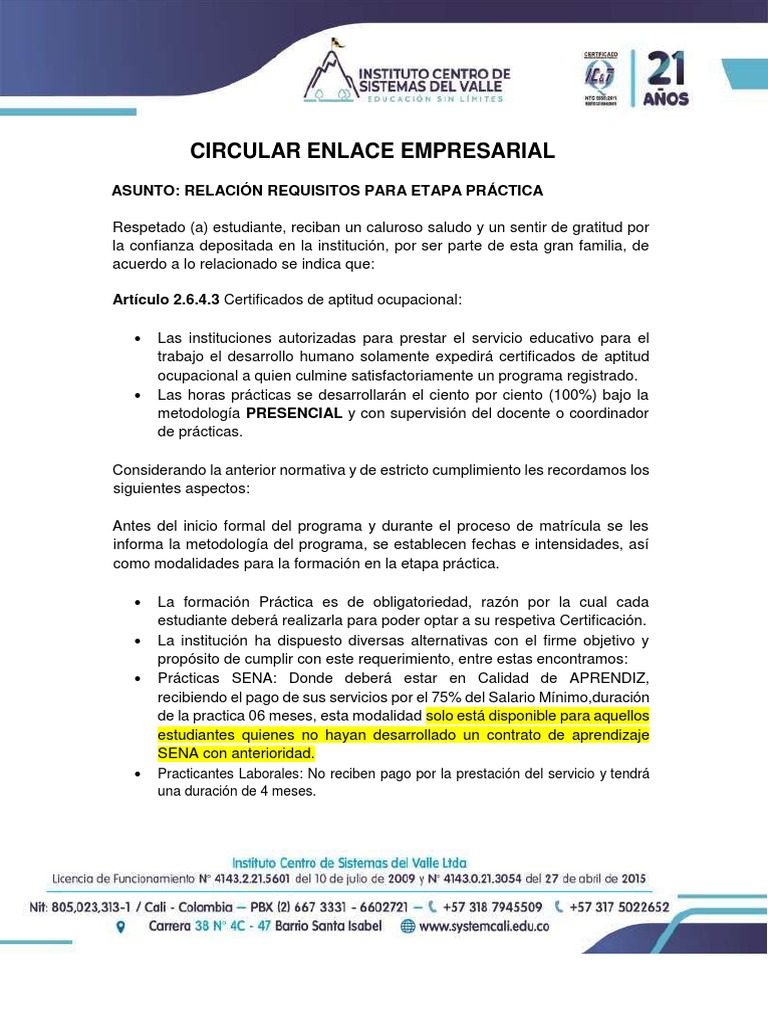 Circular Enlace Empresarial | PDF