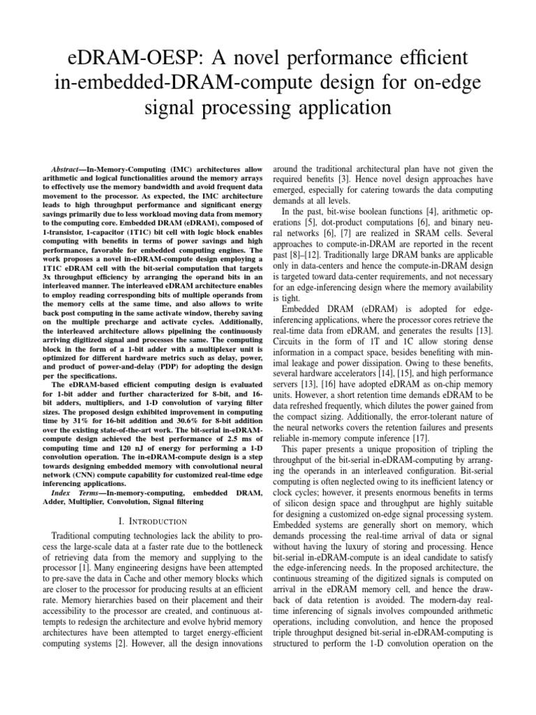 eDRAM-OESP: A Novel Performance Efficient in-embedded-DRAM-compute ... eDRAM-OESP: A Novel Performance Efficient in-embedded-DRAM-compute ...