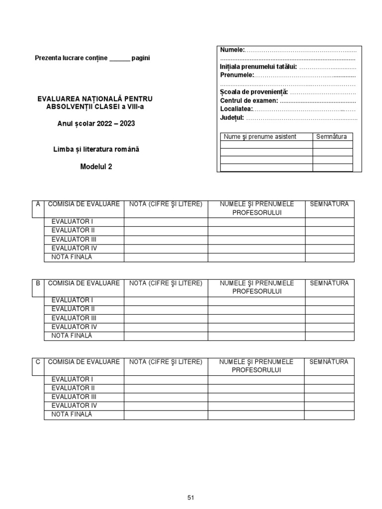Model-2-Subiect Barem Caras-Severin Evaluare-Nationala | PDF