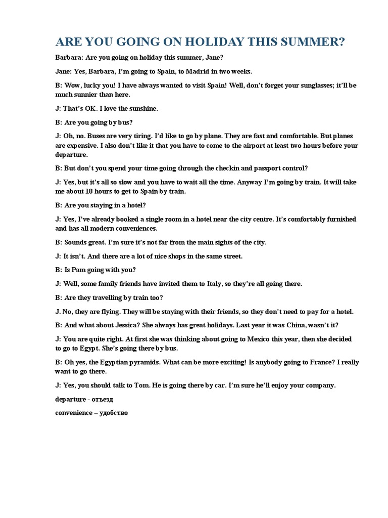 Are You Going On Holiday This Summer | PDF