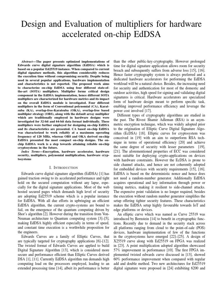 Design and Evaluation of Multipliers For Hardware Accelerated On-Chip ...