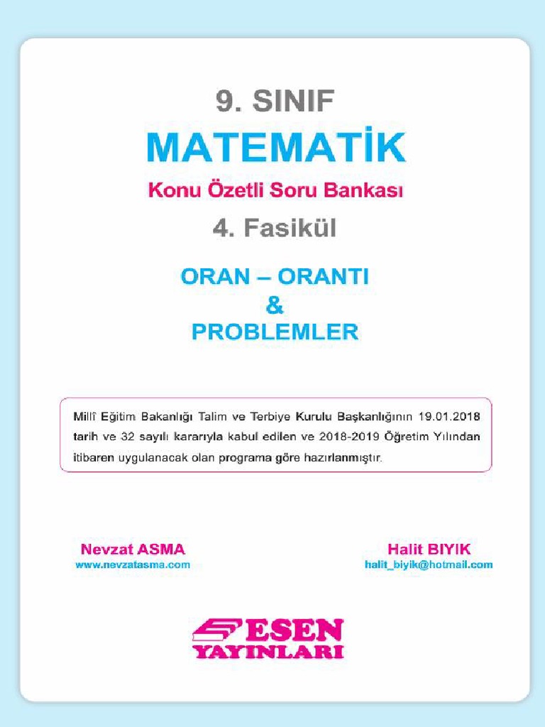 Esen 9 Fasikül 4 Oran Orantı Problemler | PDF