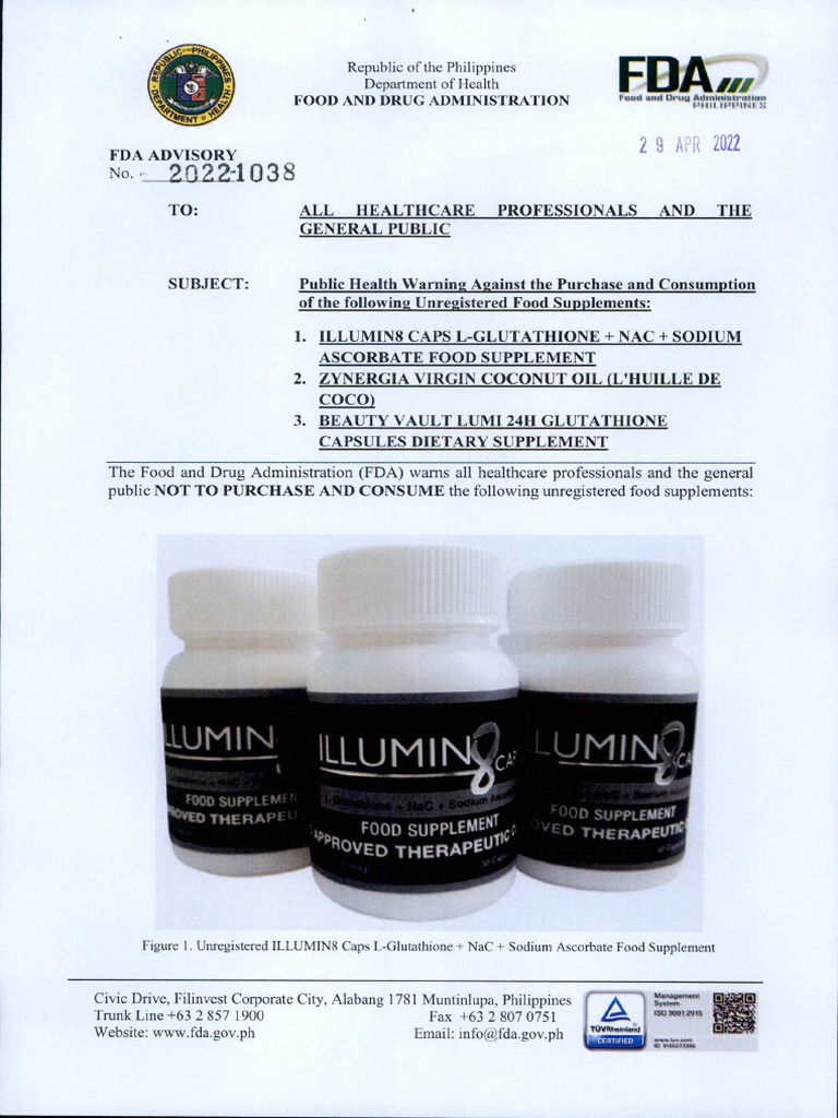 FDA Advisory No.2022 1038 | PDF
